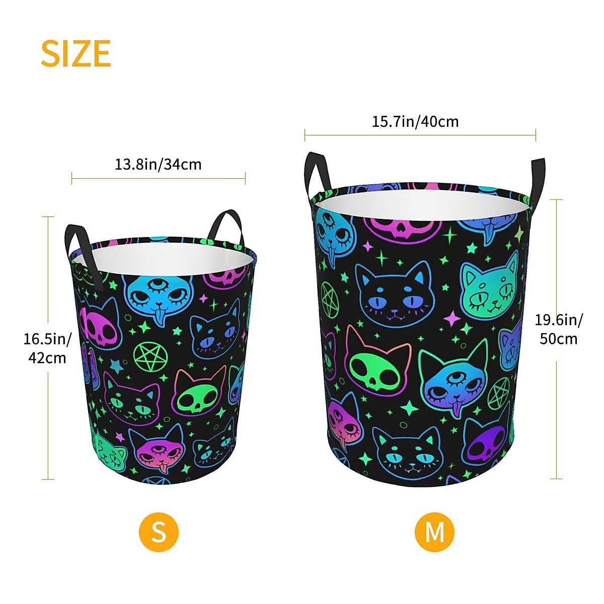 Glow-In-The-Dark Cat Freestanding Laundry Hamper Personalized Dirty Clothes Hamper Storage Basket For Bedroom,Bathroom,College Dorm Boys And Girls Cat Dog Pet Toy Storage