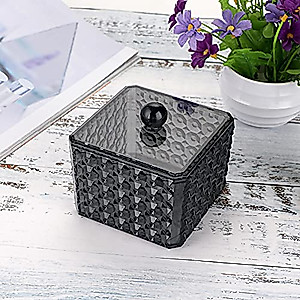 Hipiwe 4 Packs Cotton Swab Ball Pad Holder - Acrylic Apothecary Jar Dispenser Cotton Balls Canister Jar with Lid, Bathroom Storage Organizer for Q-Tips, Makeup Sponges