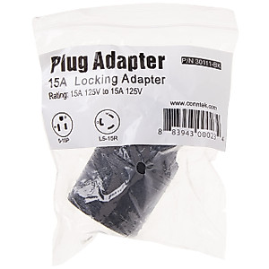 Conntek 30111-BK Locking Adapter U.S. 3 Prong Male Plug To 15 Amp Locking Female Connector NEMA 5-15P to NEMA L5-15R Black