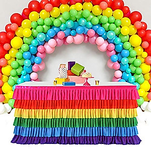 Rainbow Table Skirt Ruffle Unicorn Table Skirts for Rectangle Table 6ft Baby Shower Birthday Unicorn Party Fiesta Home Decoration