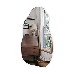 TRAHOME Irregular Asymmetrical Wall Mirror for Living Room Bathroom Entryway, Modern Decorative Mirror Hanging (Hook Style, 31.5'' x 17.7'')