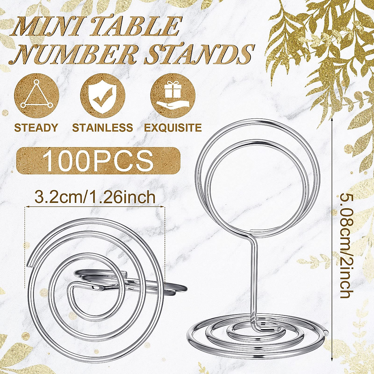 100 Pcs Mini Place Card Holders 2 Inch Table Number Holders Small Steel Wire Table Sign Holders Picture Stands for Table Menu Standing Clip Holder for Wedding Birthday Restaurant (Silver)