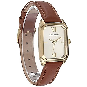 Anne Klein Women Japanese Quartz Dress Watch with Leather Strap, Brown, 13 (Model: AK/3874CHHY)