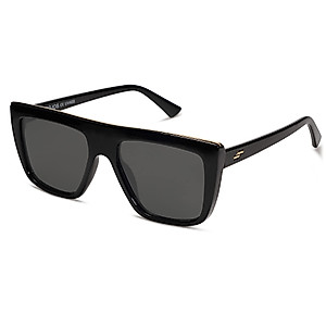 SOJOS Classic Trendy Flat Top Sunglasses for Women Men Designer UV400 Sunnies SJ2250, Black/Grey