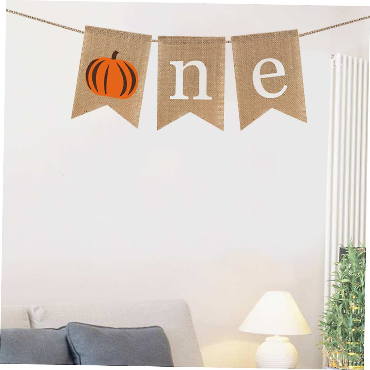 ibasenice 3pcs Kids First Birthday Bunting First Birthday Hanging Garland Halloween Theme Banner Burlap Banner Rings Baby Pumpkin