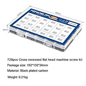NINDEJIN 720pcs Laptop Notebook Computer Carbon Steel Screws Kit Set, Flat Head Phillips Screw Assortments, M1.4/1.7/2/2.5/3 Countersunk ssd Screws Accessories for SSD Toshiba DELL Sony Samsung