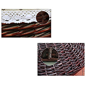 YARNOW Woven Basket Rattan Storage Bin Seagrass Wicker Basket with Fabric Liner Dedsktop Sundries Container Weaving Cutlery Organizer for Jewelry Cloth