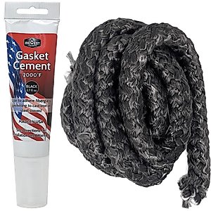 Midwest Hearth Wood Stove Replacement Gasket Kit for Woodburning Stoves - Graphite Impregnated Fiberglass Gaskets and Adhesive (7/8" x 84" Rope)