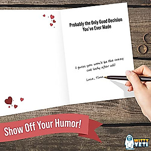 Super Funny Engagement Card by Witty Yeti. 5"x7" Fun Greeting Card. Hilarious Adult Wedding Gift for Bride or Groom. Perfect Way to Say Congratulations at Bridal Shower, Bachelorette or Bachelor Party