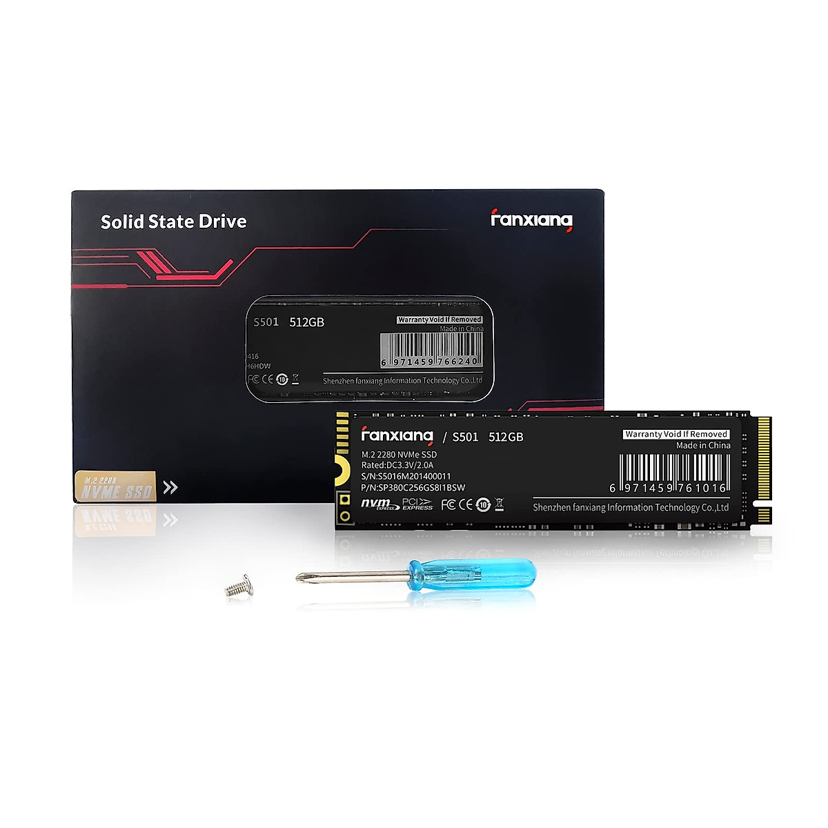 fanxiang S501 512GB NVMe SSD 3D NAND1.3 PCIe Gen3x4 M.2 2280 Internal Solid State Drive (Read/Write Speed up to 2,150/1,600 MB/s) Compatible with Laptop & PC Desktop