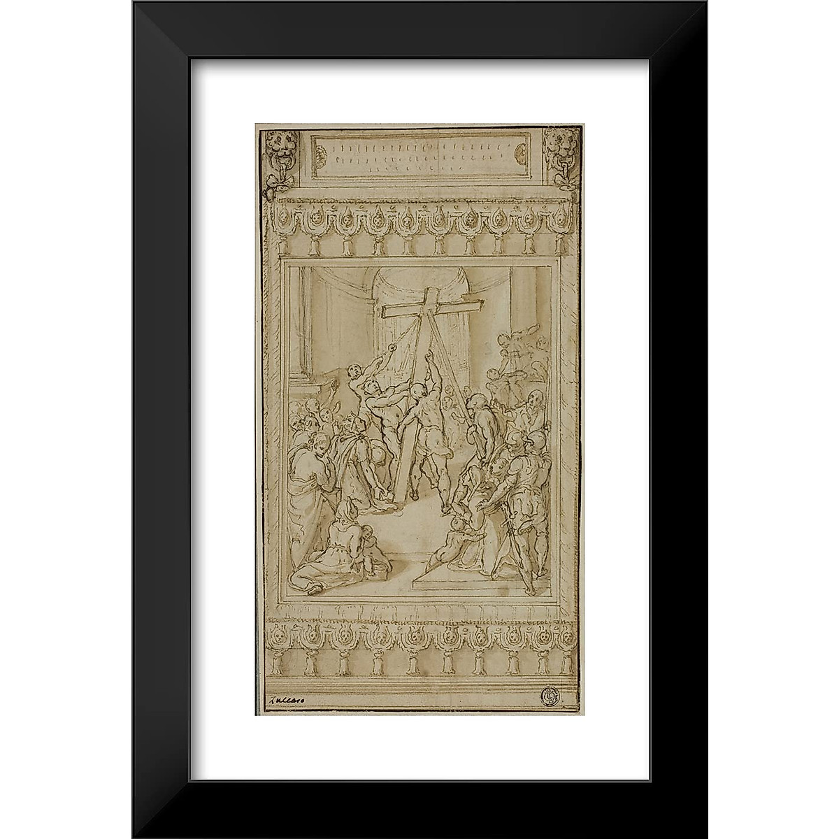 ArtDirect Cesare Nebbia 17x24 Black Modern Framed Art Print Titled Saint Helena Kneeling Before The True Cross