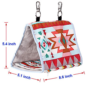 KINTOR Bird Nest Snuggle Hut,Parrot Habitat Cave Hanging Tent for Small Medium Parrots Budgies Eclectus Parakeet Cockatiels Lovebird African Grey (Pink Ethnic, S)