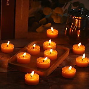 Capaniel 36 Packs Beeswax Tealight Candles- 4 Hour Burn Time Pure Beeswax Candles- Burn Evenly and Clean- Beeswax Candles Bulk Smokeless Beeswax Tea Lights for Relaxing Air Purification