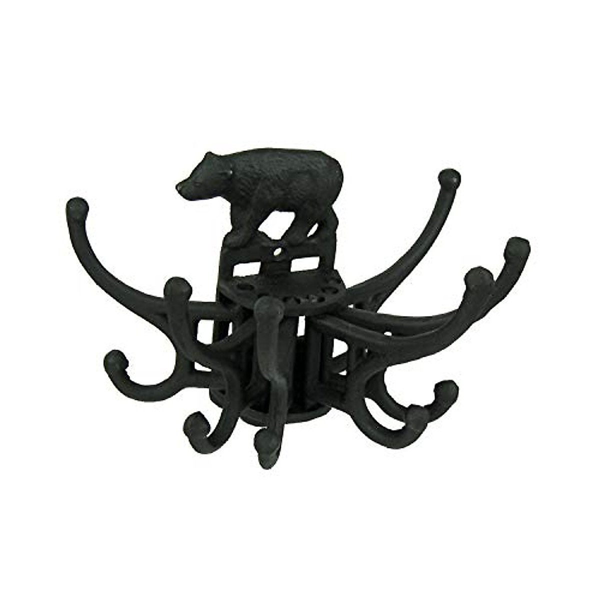 Black Cast Iron Rustic Bear Pivoting Wall Hook