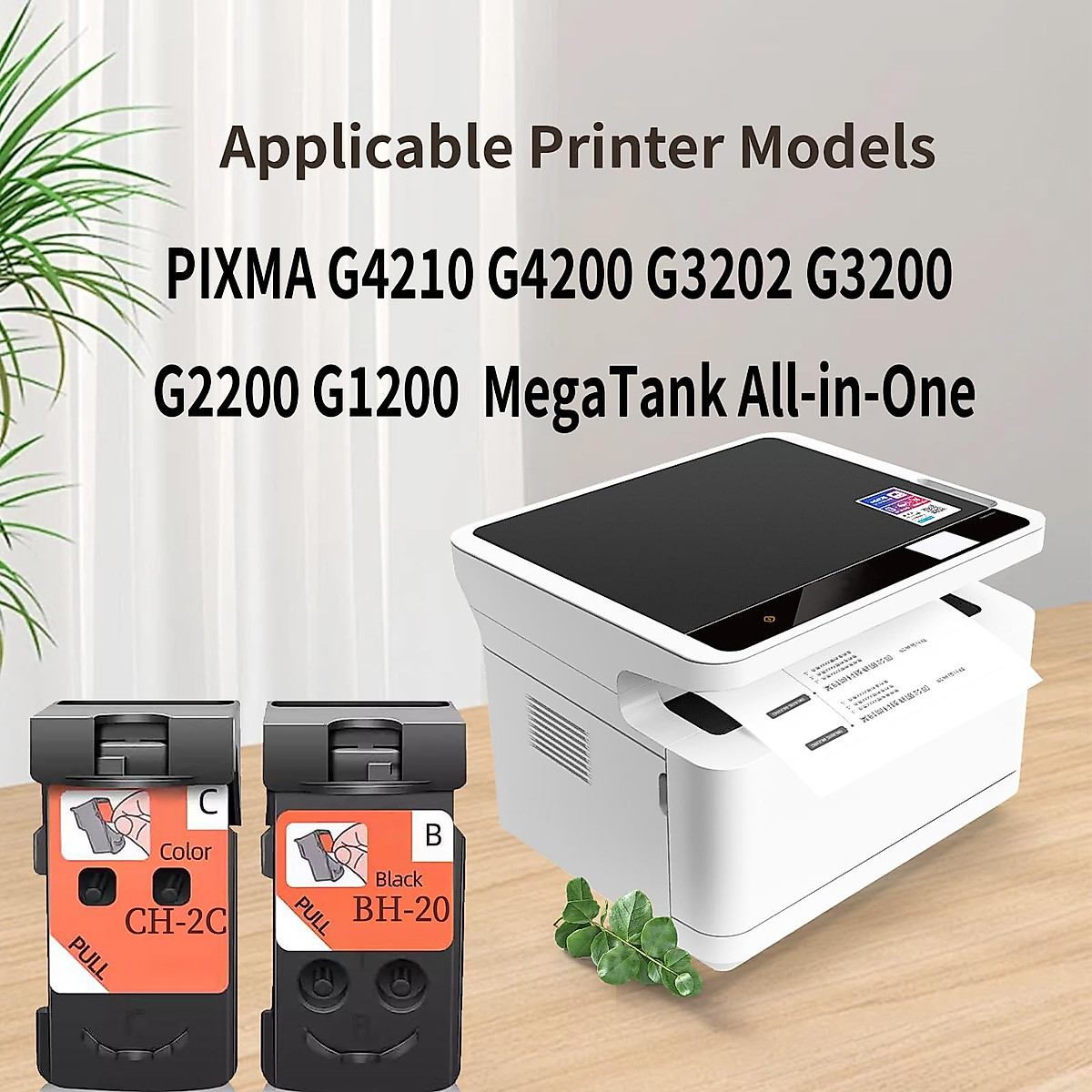 YiBoton BH-2 CH-2 Printhead Replacement for PIXMA G4210 G4200 G3202 G3200 G2200 G1200 MegaTank All-in-One Printer Head Ink Cartridges Refillable 8009 and 8021 XL (Combo Packs)