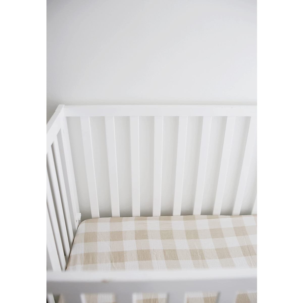 Marlowe & Co Cotton Muslin Crib Sheet, 100% Cotton Muslin Baby Crib Sheets for Standard Size Crib Mattress 28" x 52", Soft and Breathable Neutral Fitted Crib Sheet for Baby Boy and Girl (Gingham)