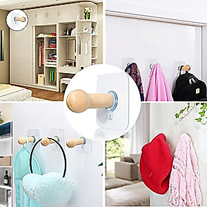 FOTYRIG Adhesive Hat Hooks for Wall Hat Hanger Wall Rack Mounted Coat Hanging Wooden Bathroom Hooks Stick On Door Closet Cabinet Wardrobe Entryway Waterproof OilProof-8 Packs
