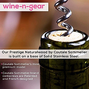 Prestige Waiters Corkscrew By Coutale Sommelier - Naturalwood and Blackwood - French Patented Spring-Loaded Double Lever Wine Bottle Opener for Bartenders, and Gifts
