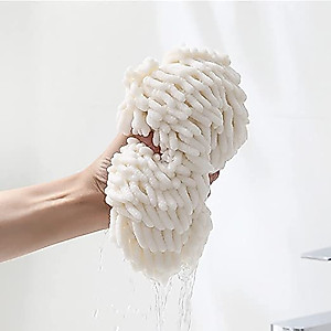 Sawyst 4 Pack Chenille Hanging Hand Towel Ball Soft Absorbent Microfiber Hand Towels Plush Quick-Drying Hanging Hand Towel Ball with Hanging Loops for Bathroom Kitchen, White and Gray