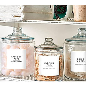 Dekluttr 144 Minimalist Laundry Labels for Organizing Linen, Storage, and Laundry Room Preprinted Organization Labels for Storage Bins Containers and Jars