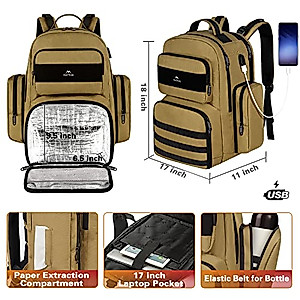 MATEIN Lunch Backpack for Men, 17 Inch Travel Laptop Backpack Insulated Cooler Bag Lunch box Rucksack with USB Charging Port, Extra Large Water Resistant College Work Computer Daypack Gifts for Men