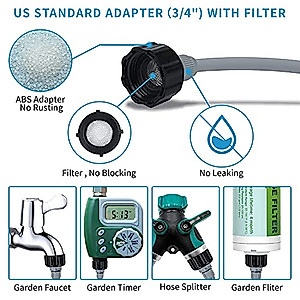 Misting Cooling System, Outdoor Misting Watering System, 50 FT Mist Hose + 10 Brass Misting Nozzles, Mister for Trampoline Greenhouse Umbrella Canopy Porch and Fan