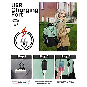 Laptop Backpack for Women, 15.6 Inch Computer Backpack Doctor Teacher Work Purse Bookbag, Wide Top Open College School Water Resistant Travel Casual Shoulder Bag with USB Charging Port RFID Anti Theft