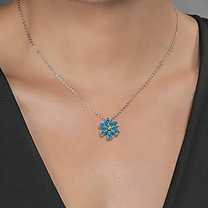 Gem Stone King 925 Sterling Silver and 10K Yellow Gold London Blue Topaz and Yellow Citrine Pear Shape Flower Pendant Necklace For Women (2.47 Cttw, Gemstone Birthstone, with 18 Inch Chain)