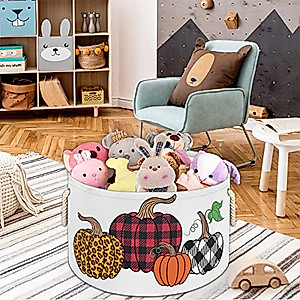 St.patrick 's Day Pumpkins Large Round Baskets for Storage Laundry Baskets with Handles Blanket Storage Basket for Bathroom Shelves Bins for Organizing Nursery Hamper Girl Boy