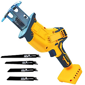 Reciprocating Saw Compatible with DeWalt 20V Battery, Brushless Power Cordless Recipro Saw, 0-3500SPM Variable Speed, Tool-free Blade Change, 4 Saw Blades Kit for Wood/Metal/PVC Cutting, Tool Only