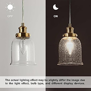 Pendant Light Kicthen Island, 1 Light Gold Pendant Hanging Light Fixtures, Modern Adjustable Pendant Light with Seeded Glass Shade