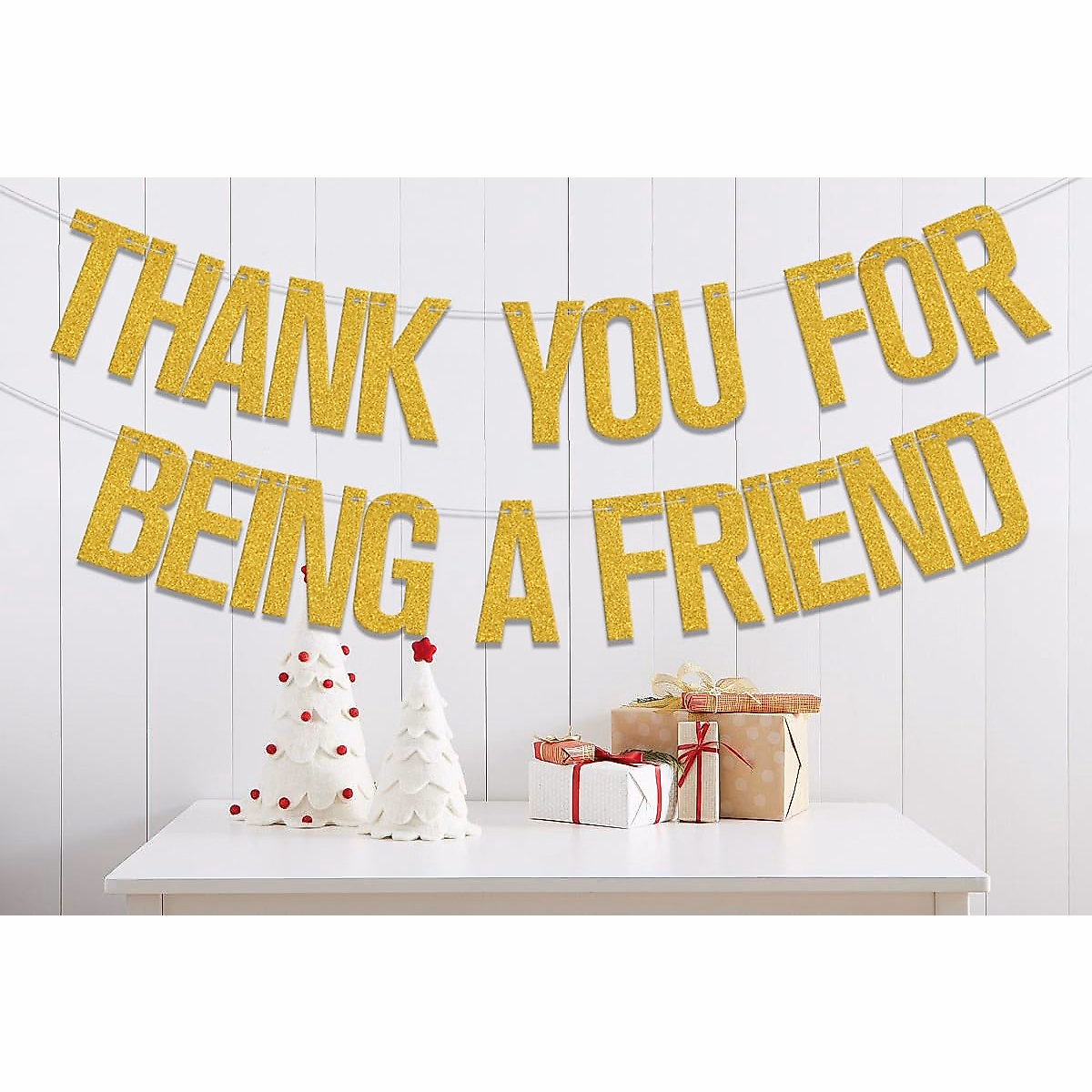 Gold Thank You for Being A Friend Banner,Thank You Banner, Friends Birthday Anniversary Party Supplies