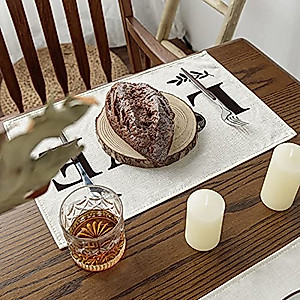 Artoid Mode Love Family Together Home Buffalo Plaid Placemats for Dining Table, 12 x 18 Inch Holiday Vintage Thanksgiving Washable Table Mat Set of 4