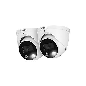 Lorex E893DD-2PK-W Indoor/Outdoor 4K Ultra HD Smart Deterrence IP Dome Camera with Smart Motion Detection Plus, 150ft Night Vision