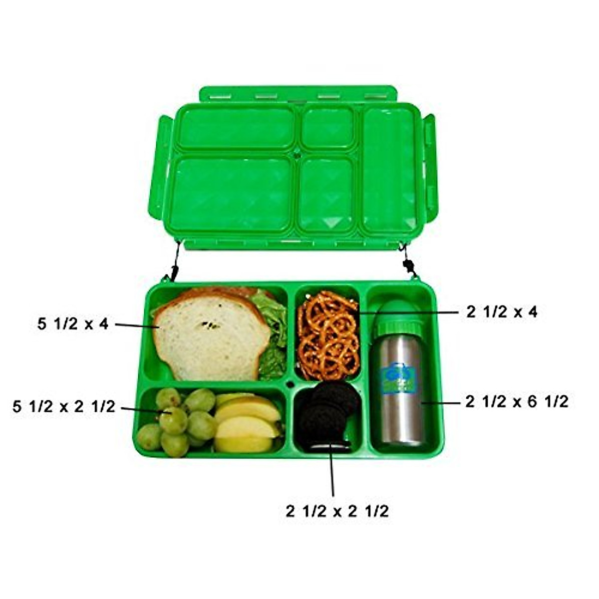 Go Green Lunch Box Lunch Box Set With 5 Compartment Leak-Proof Bento Lunch Box, Insulated Carrying Bag, Beverage Bottle, and Gel Freezer Pack Adults and Kids Space Planets Black White (Spaced Out)