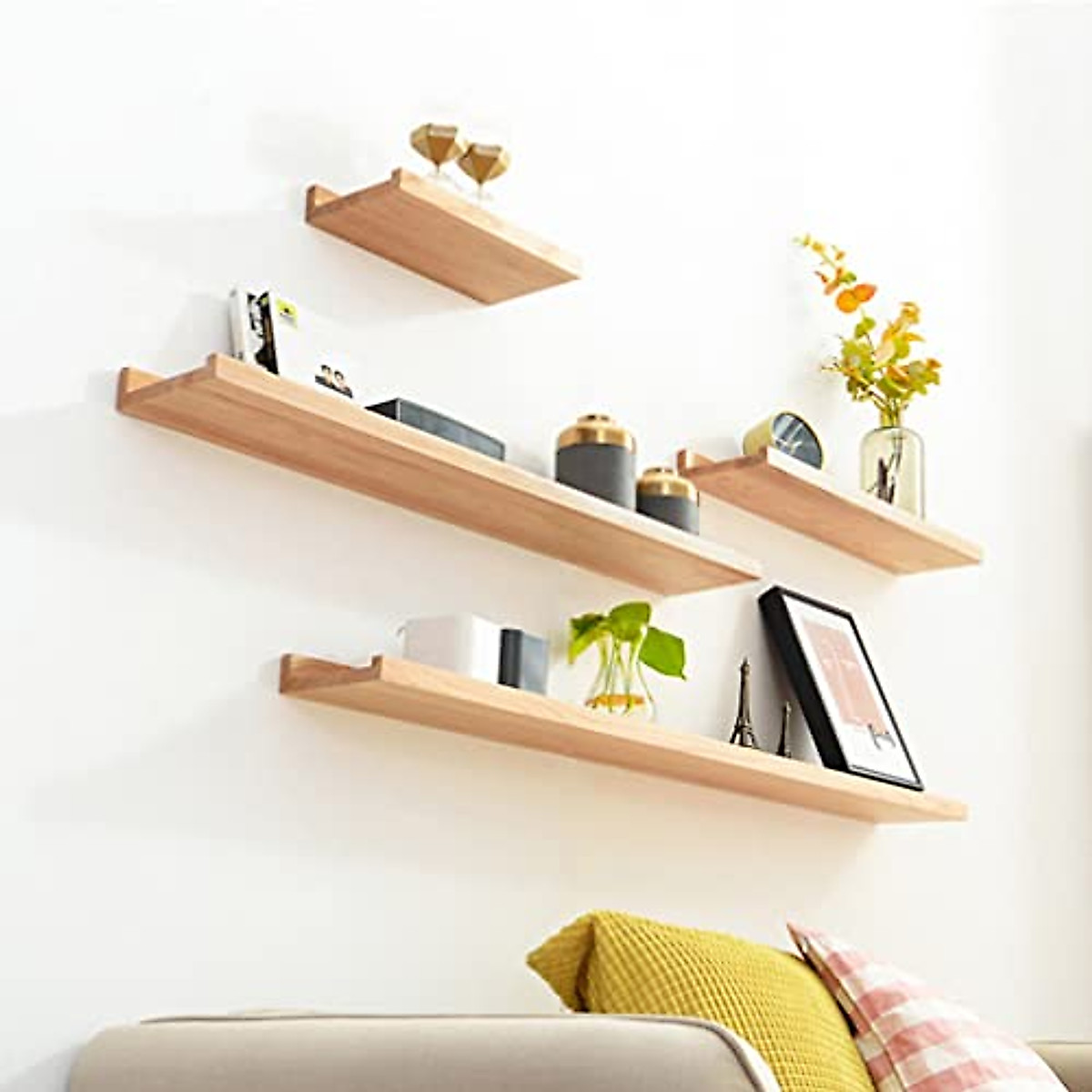 Veemoon Wall Mount Shelf Wall Rack Wall Shelf Multi-Function Wood Floating Shelf for Kitchen Living Room Bathroom