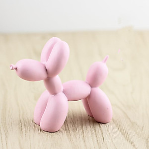 Resin Balloon Dog Sculpture,Mini 4inch Creative Cute Animal Crafts Figurine Balloon Dog Shaped Statue Art Sculpture Modern Desktop Ornament Decoration for Home Bedroom Living Room Decor (Pink)