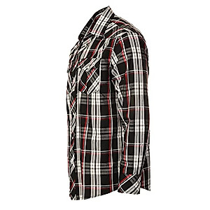 Gioberti Men's Western Plaid Shirt with Pearl Snap-on, Black/Red, Small
