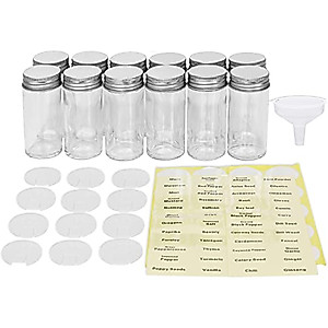 Simple Houseware 30 Spice Gripper Clips Strips Cabinet Holder + 12-Pack Spice Bottles w/label