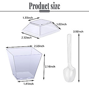 Vmiapxo 40 Set 3.4oz/100ml Clear Dessert Cups with Hard Plastic Lids and Spoons, Reusable Transparent Parfait Cups Mini Cups for Appetizer Tasting Sample Serving