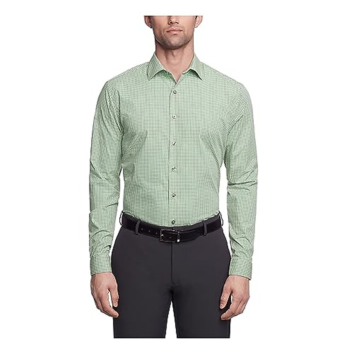 Unlisted by Kenneth Cole mens Slim Fit Checks and Stripes (Patterned) Dress Shirt, Ash Green, 16 -16.5 Neck 34 -35 Sleeve US