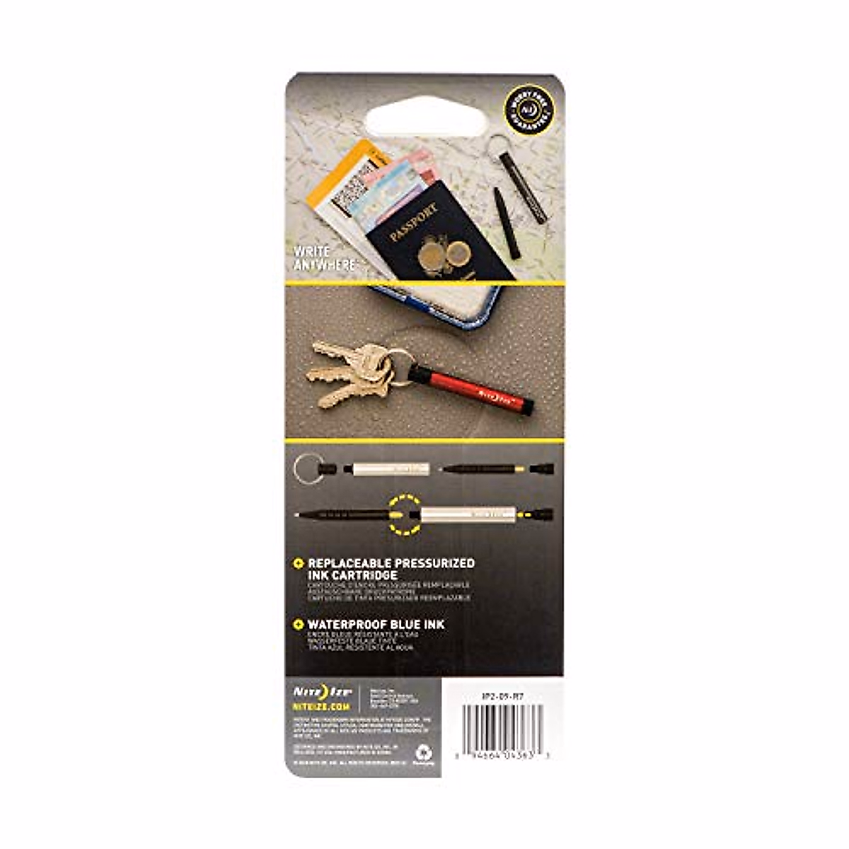 Nite Ize IP2-09-R7 INKA Key Chain Pen, Everyday Carry Full Size and Quick Use Pen, Charcoal