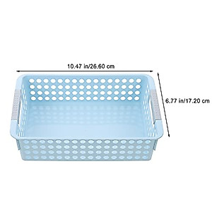 Zerodeko Rectangular Storage Basket 5pcs Plastic Storage Baskets Shelves Small Storage Bins Hollow Desktop Baskets for Closet Shelf Pantry Organizing Home Supplies Blue Makeup Storage Box