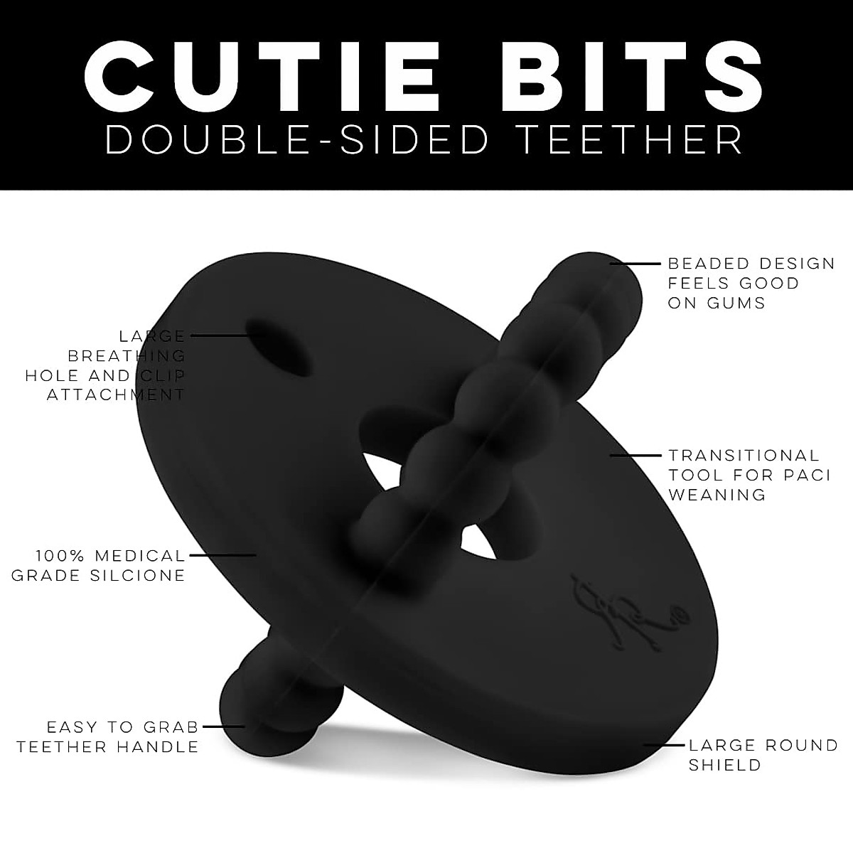 Ryan and Rose Cutie Bit Teether (Black)