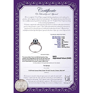 Jessica Black 6-7mm AA Quality Freshwater 925 Sterling Silver Cultured Pearl Ring For Women - Size-9