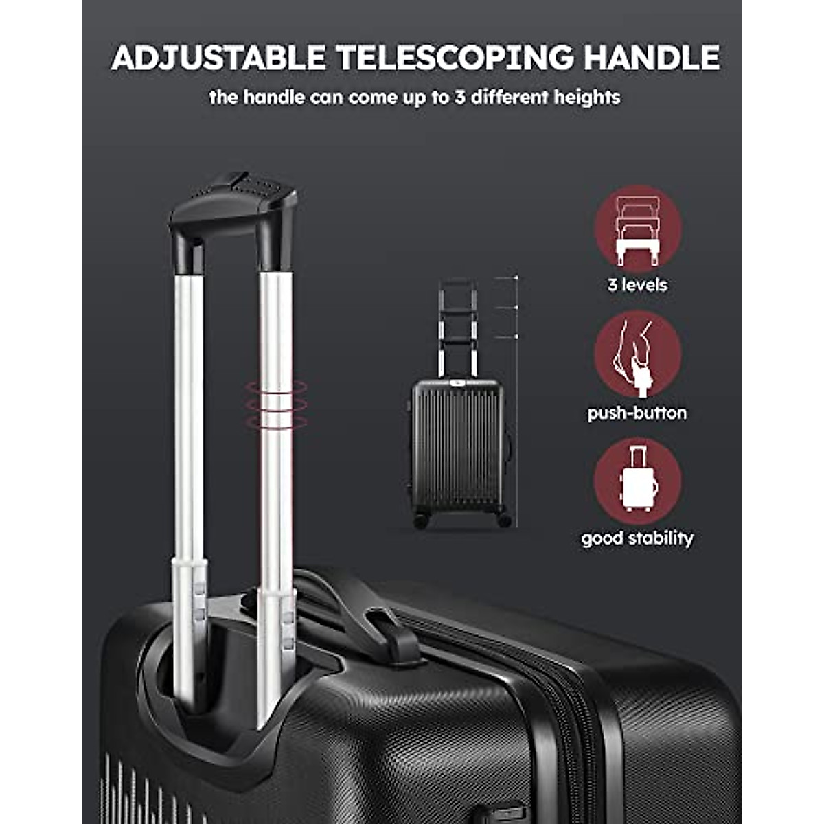 Luggage Expandable Suitcases With Wheels, Hardside Lightweight Carry-on Luggage 20 inch