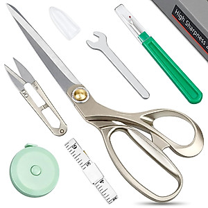 FIVEIZERO Fabric Scissors All Purpose: 10.5" Heavy Duty Scissors (Med. Weight) with Sheath, Ultra Sharp Dressmaker Shears, Professional Tailor Sewing Scissors for Fabric, Upholstery, Leather Cutting