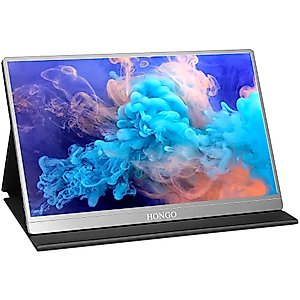 HONGO Portable Monitor 15.6'' 1080P FHD USB-C Portable Laptop Monitors Smart Cover & Dual Speaker, HDMI Computer Display IPS HDR External Gaming Monitor for PC Phone Mac Xbox PS4 Switch (P16B)