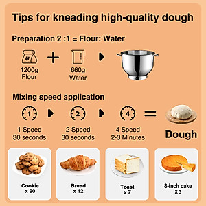 KUCCU Stand Mixer, 6.5 Qt 660W, 6-Speed Tilt-Head Food Dough Mixer, Kitchen Electric Mixer with Stainless Steel Bowl,Dough Hook,Whisk, Beater, Egg white separator (6.5-QT, Silver)