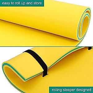 Floating Mat Water Mat Lily Pad with Rolling Pillow Design, Bouncy Tear-Resistant 3-Layer XPE Foam, Roll-Up Floating Island River Rafts,Blue (Color : Yellow, Size : 1.8mx0.6mx3.3cm)